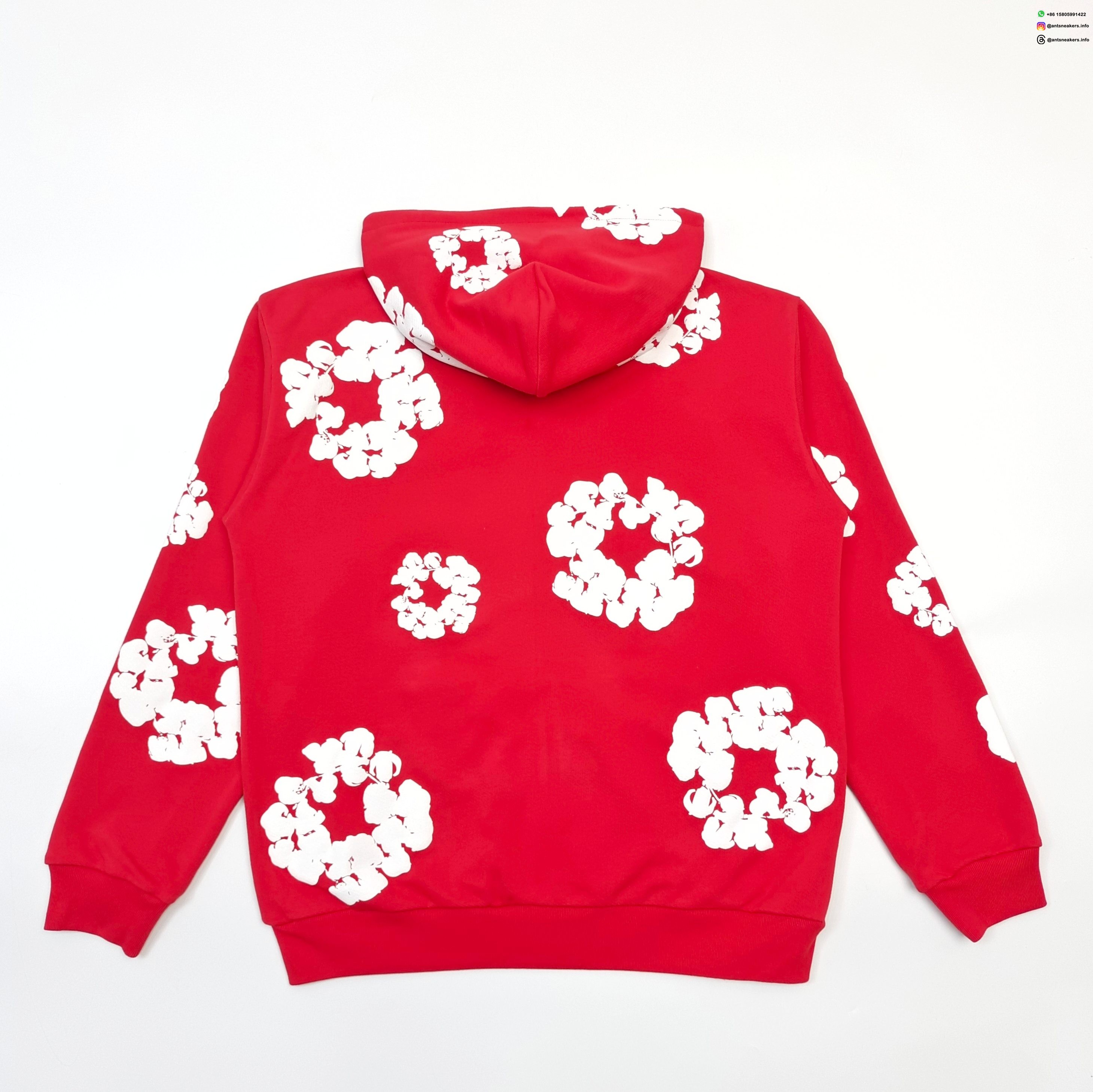 Denim Tears White Cotton Flower Red Zip-Up Hoodie – Antsneakers – Best ...