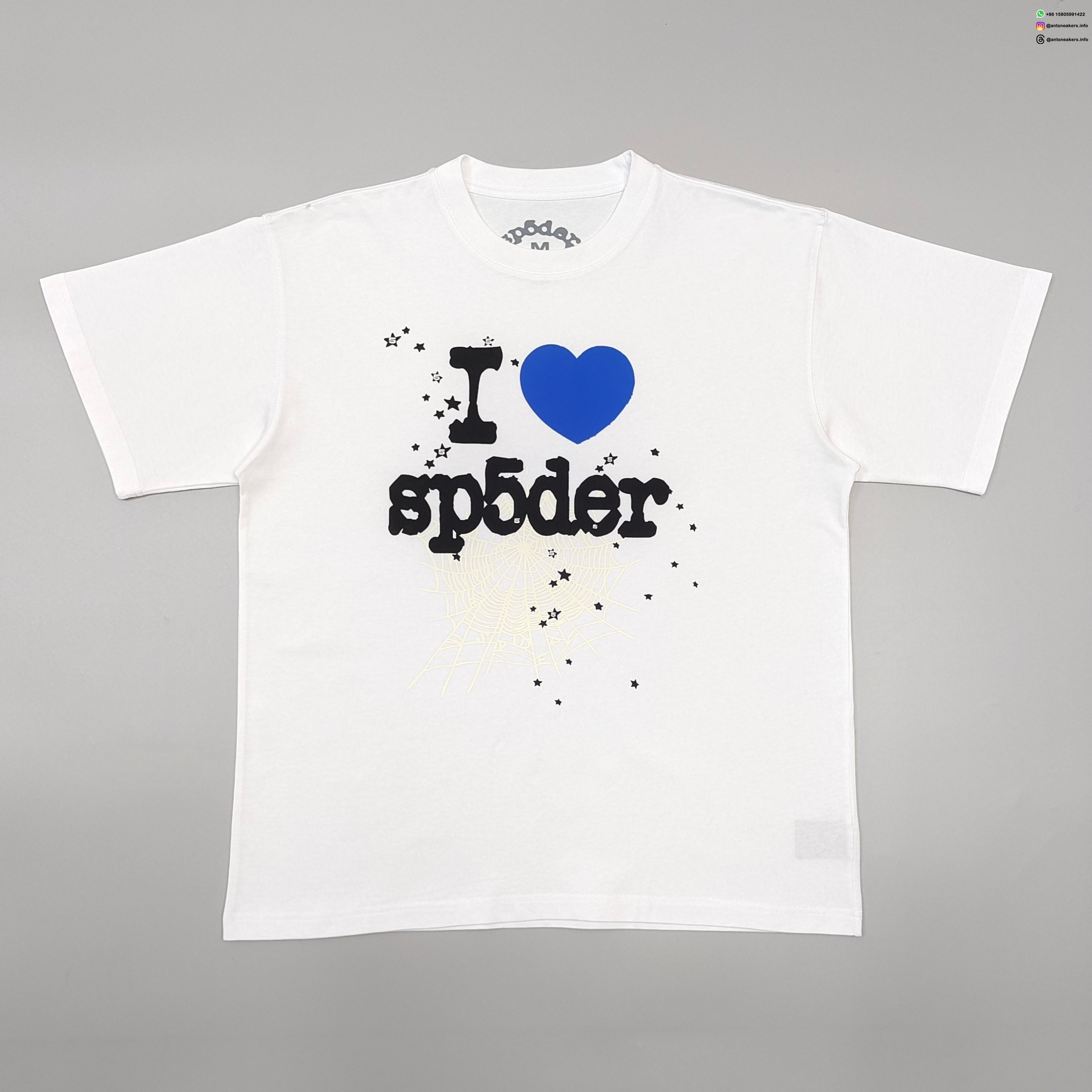 Discount Sp5der Blue Heart White Tee Sale