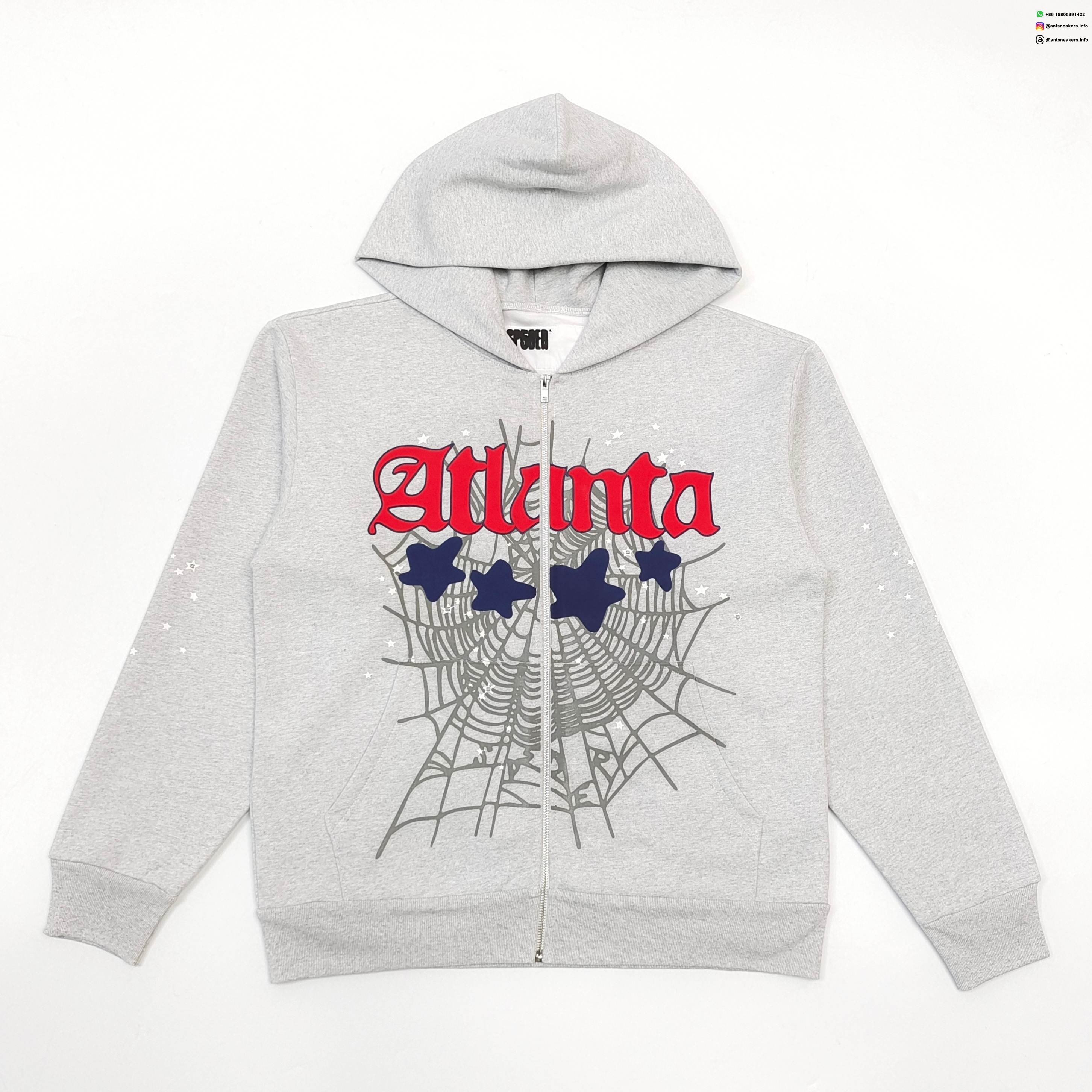 Sp5der Light Gray Atlanta Zip Hoodie Cheap Sale Online